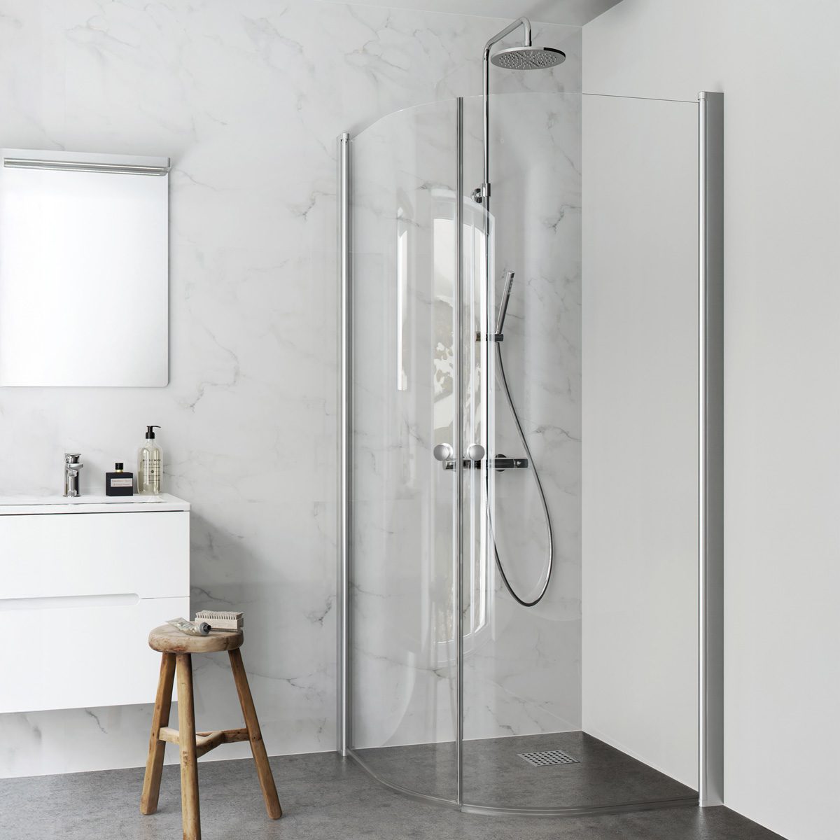 Duschdörr Hafa Igloo Pro Böjd 100 Klarglas Aluminium 2-pack